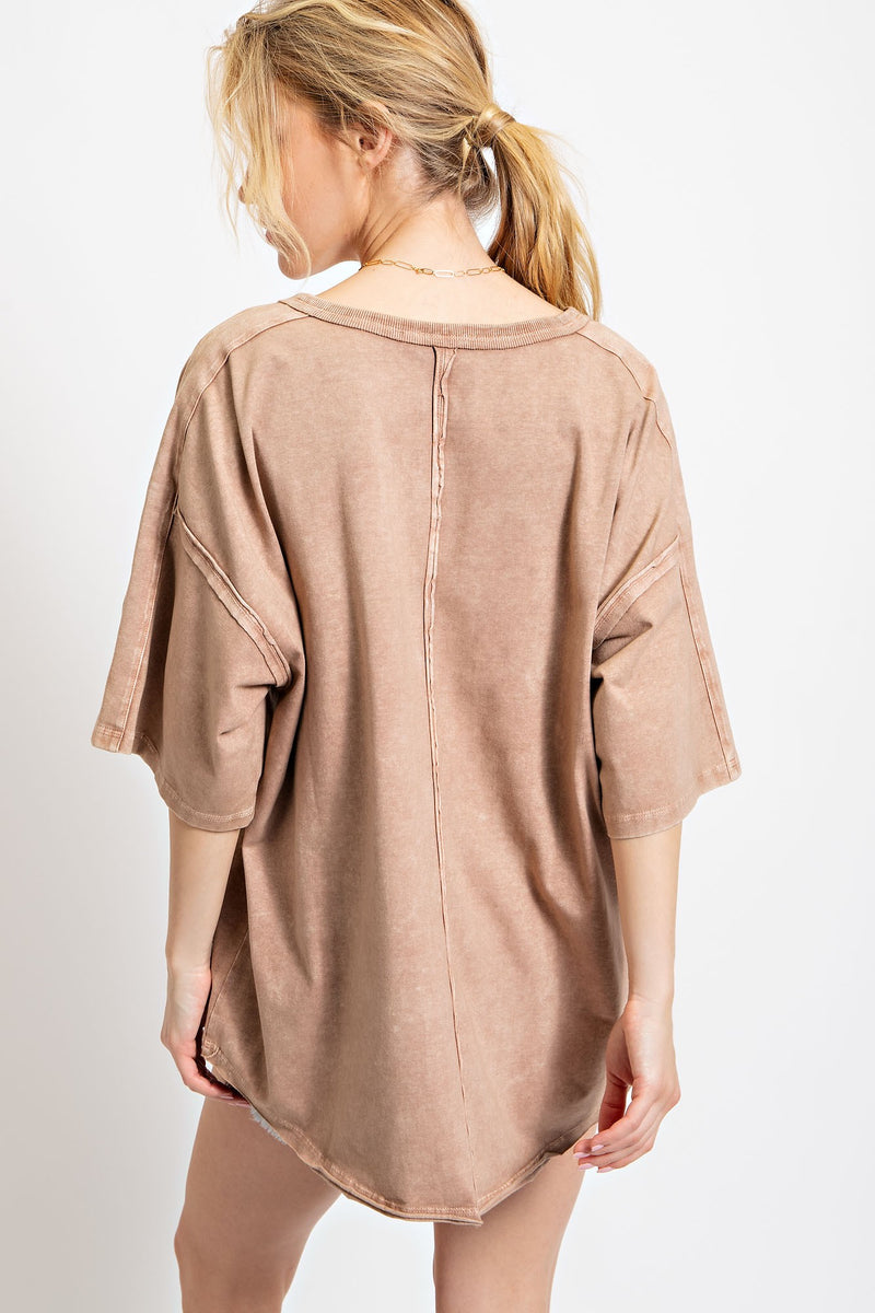 Easel Cotton Jersey Oversized Top in Camel – June Adel