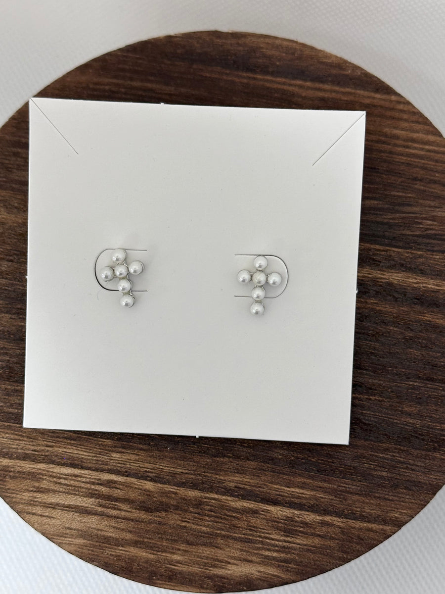 Lauren Kenzie "Faith Pearl" Earrings in Silver – June Adel