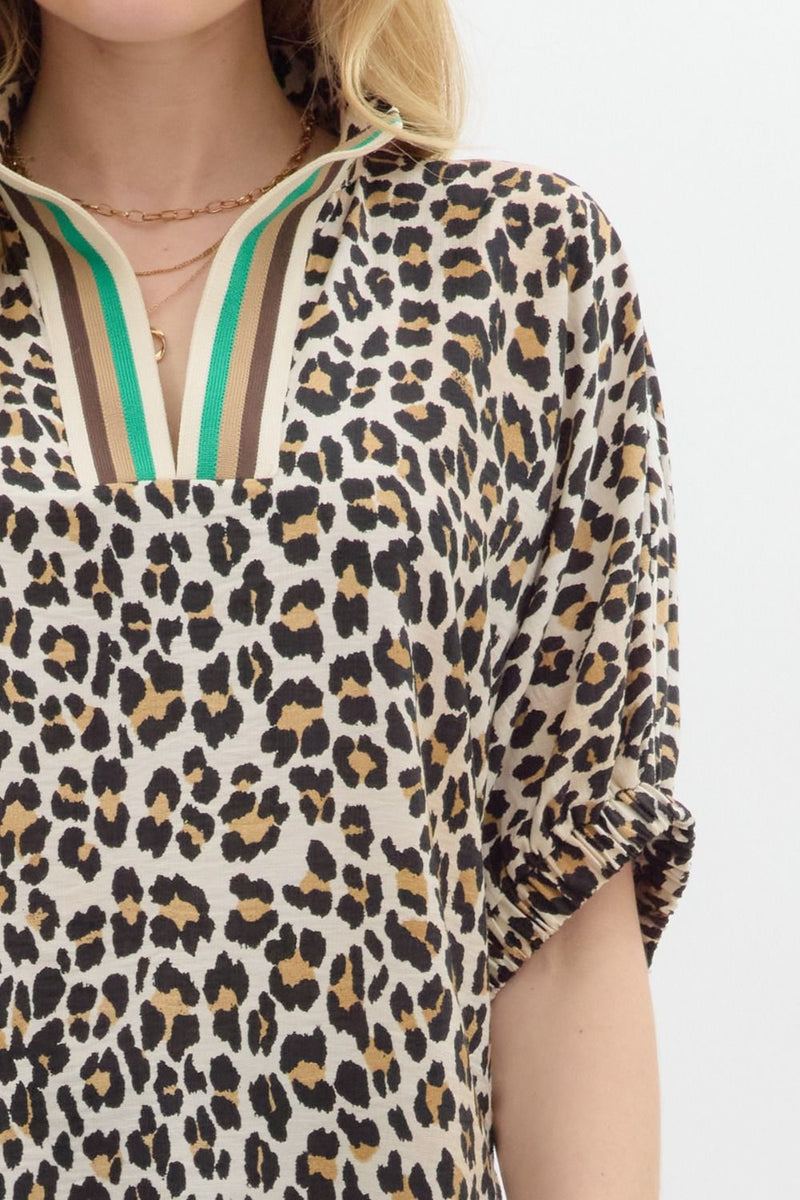 Entro Leopard Print Dolman Top in Camel – June Adel
